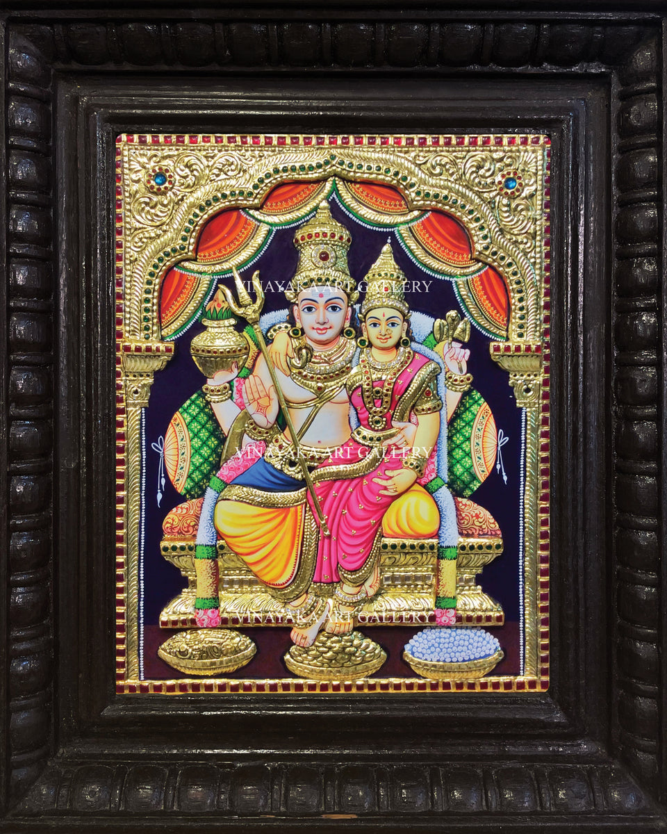 Embossed Shiva Parvathi | Tanjore Painting | Vinayaka Art Gallery | Buy ...